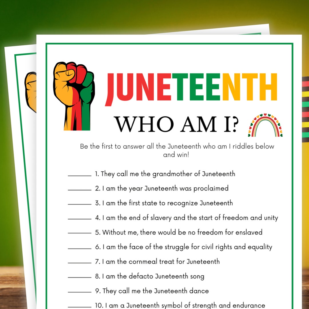 Juneteenth Games, Who Am I, Juneteenth Riddles, Juneteenth Party Games ...