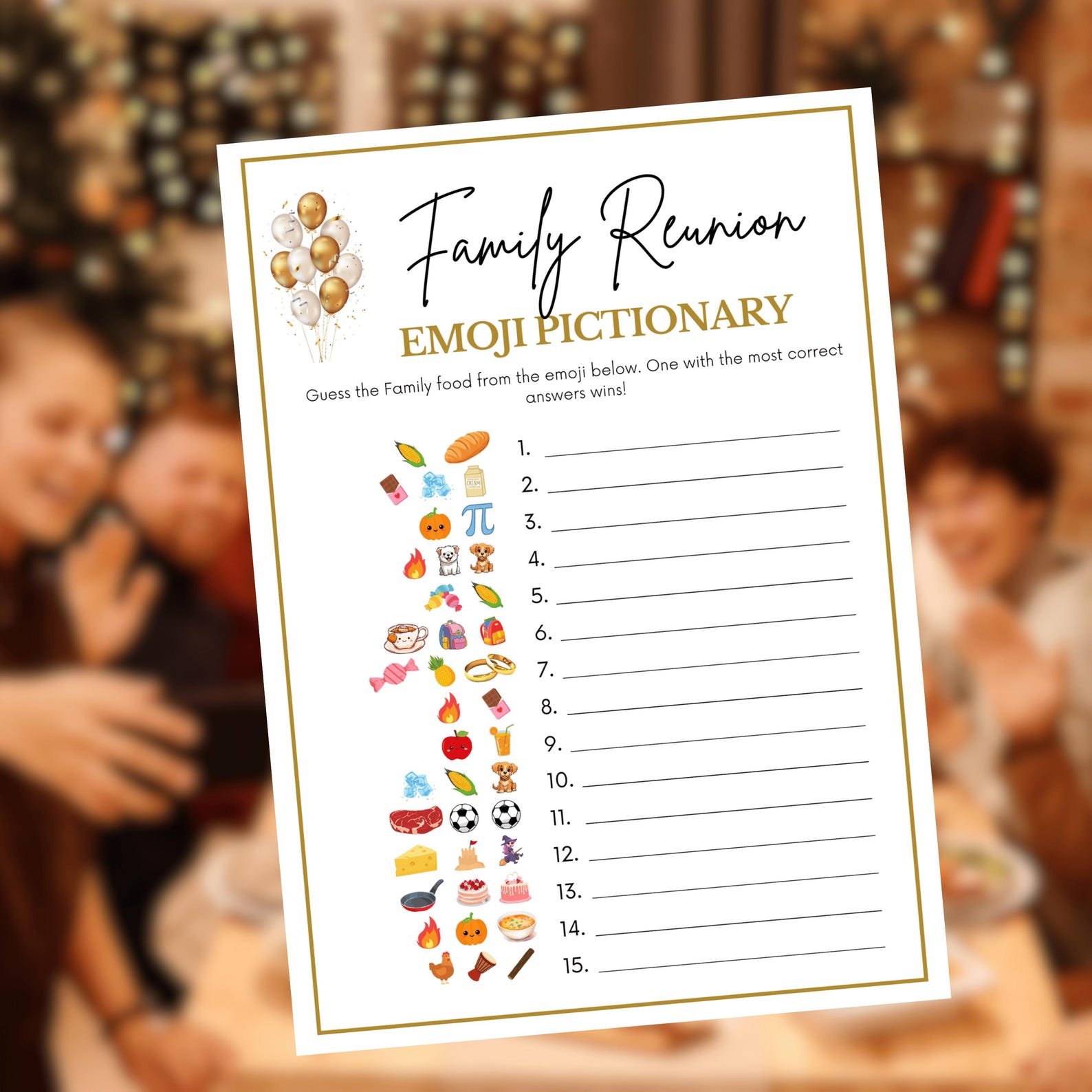 Family Reunion Games, Emoji Pictionary, Family Party Games, Reunion ...