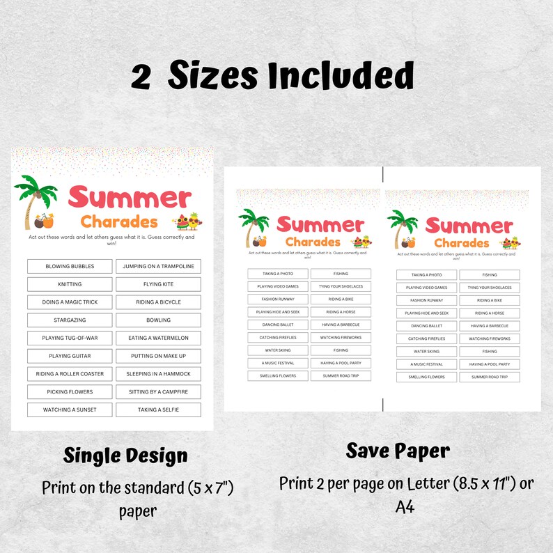 Summer Games, Action Charades, Summer Party Games, Summertime Games ...