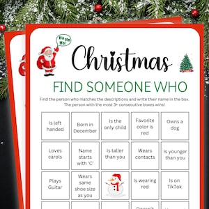 Christmas Games, Find Someone Who, Christmas BINGO, Christmas Party ...