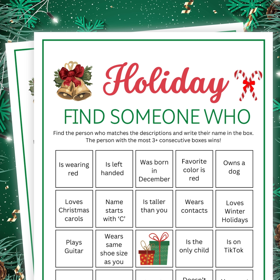 Holiday Games, Find Someone Who, Holiday Party Games, Holiday Office ...