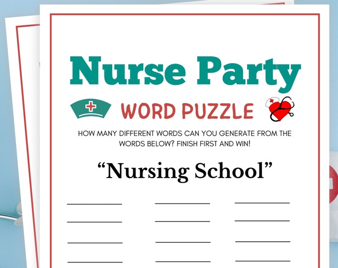 Nurse Word Search Printable, Nurse Party Games for Graduation ...