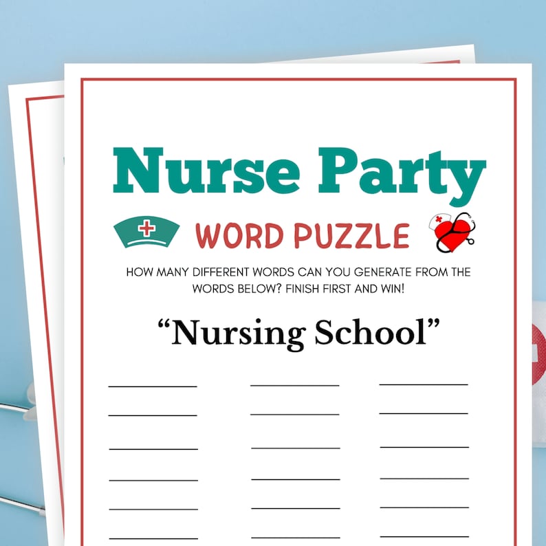 Nurse Games, Nursing School Nurse Word Puzzle, Nurse Graduation Game ...