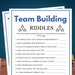 Team Building Riddles, Team Building Games, Team Building Party Games ...