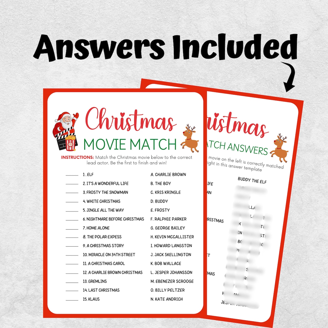 Christmas Trivia, Christmas Movie Match, Christmas Games for Kids and ...