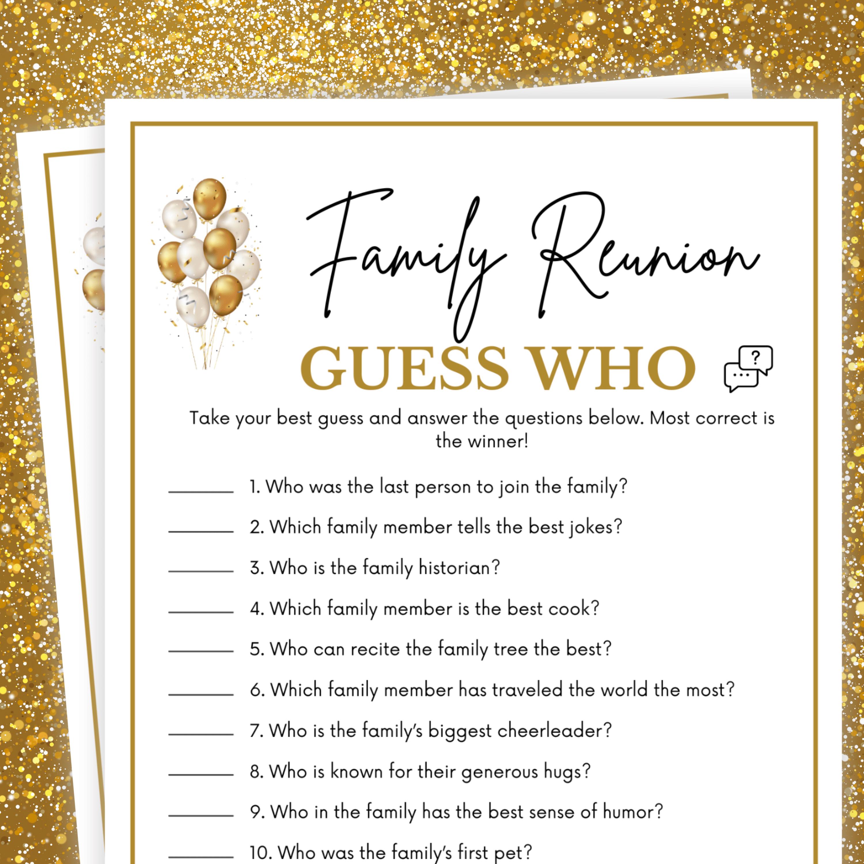 Family Reunion Games, Guess Who, Family Reunion Party Games, Family ...