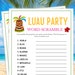 Luau Party Games, Word Scramble, Luau Games, Luau Birthday Party Games ...