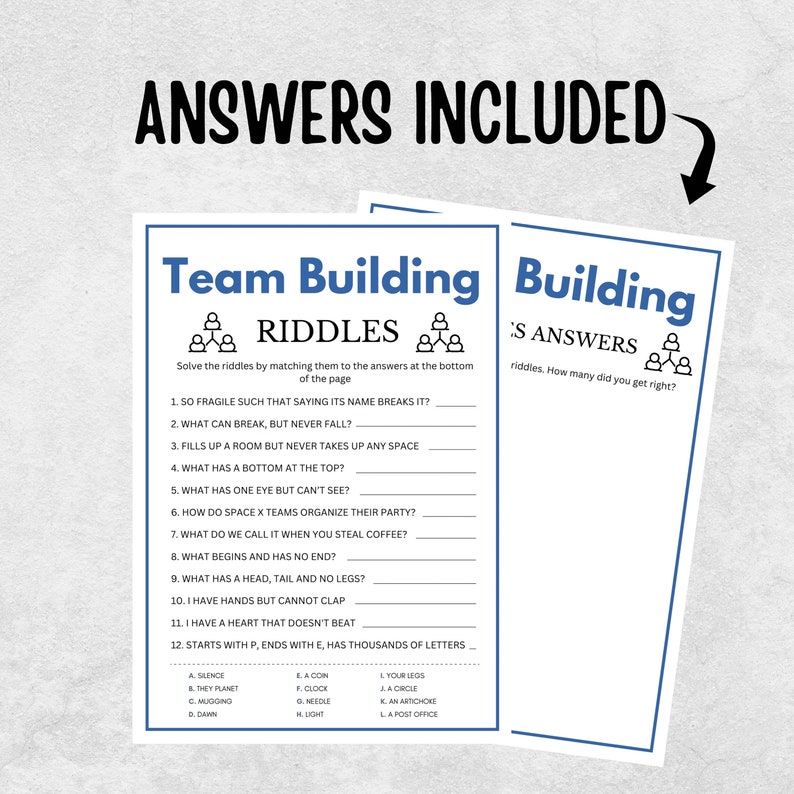 Team Building Games, Riddles, Team Building Trivia, Party Games for ...