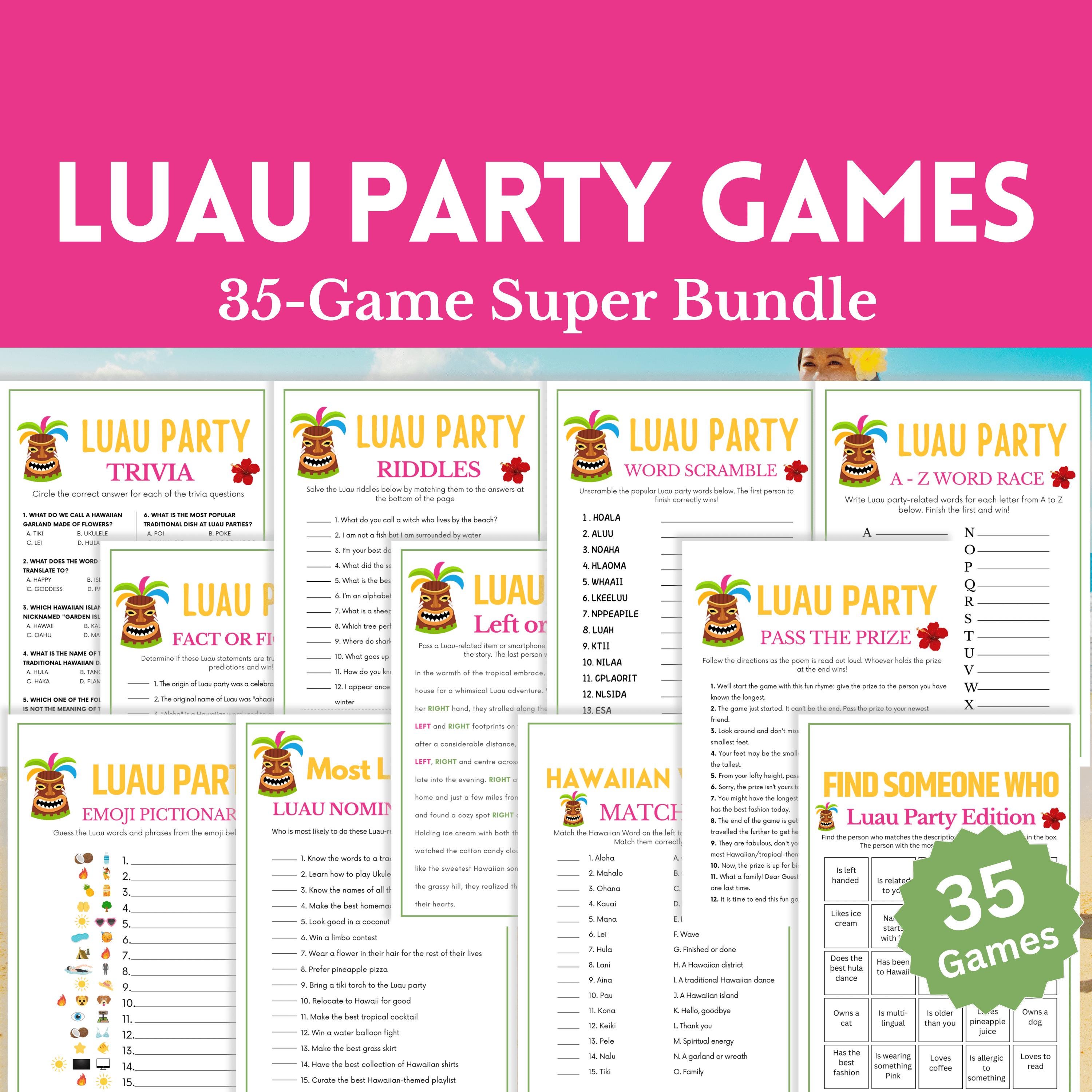 Luau Games Bundle, 35 Games Super Bundle, Luau Party Games, Hawaiian ...