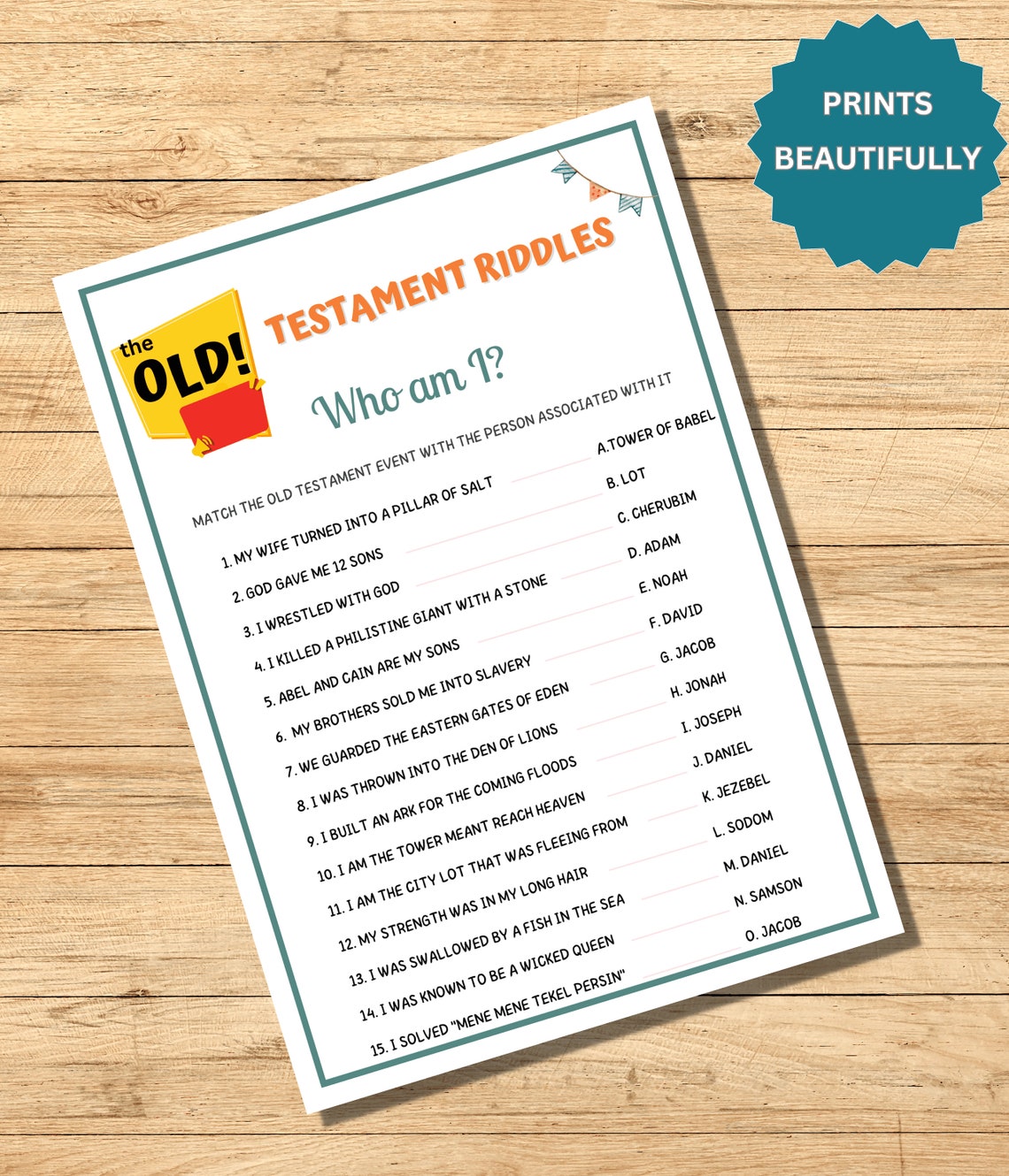 Bible Games, Old Testament Riddles, Bible Games for Kids and Adults ...