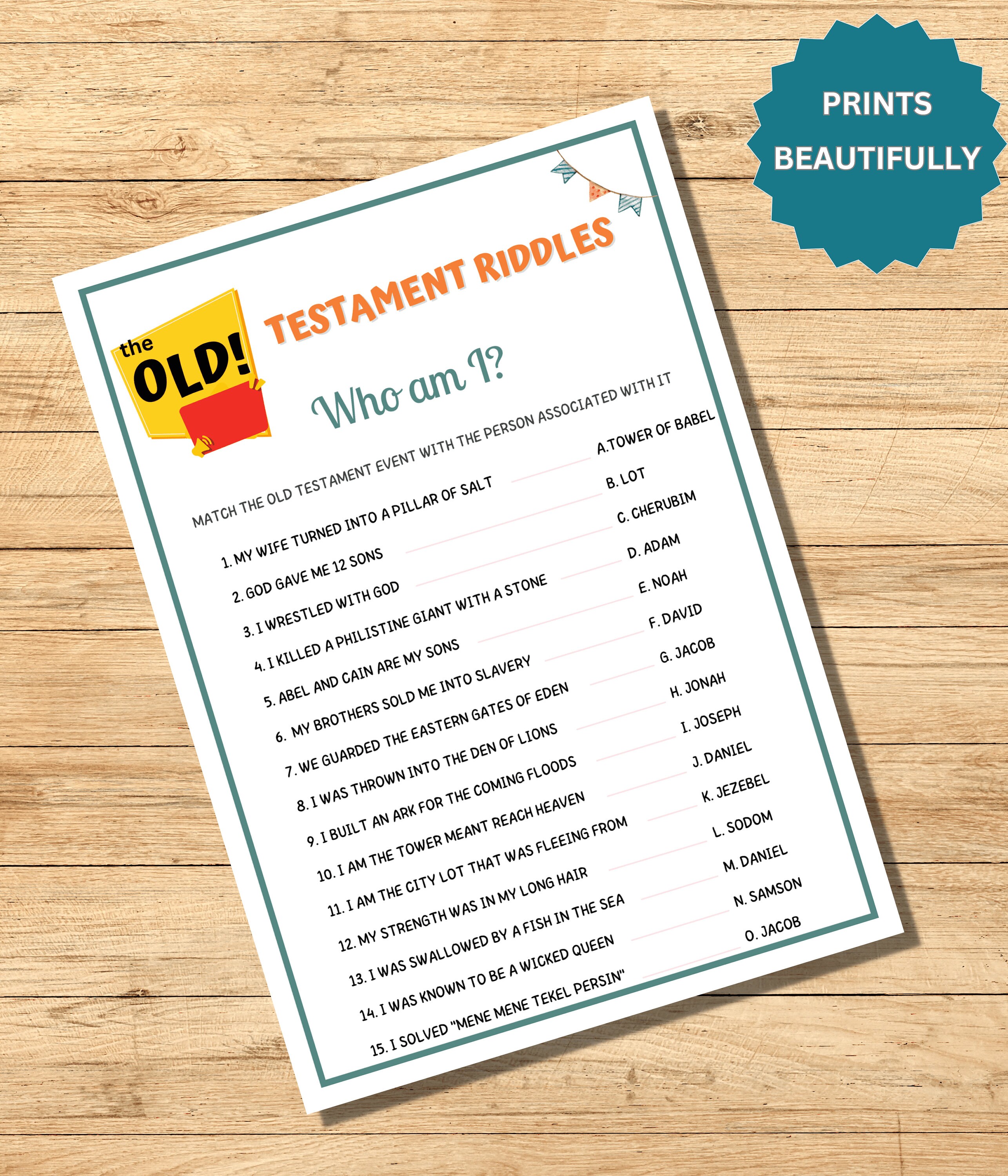 Bible Games, Old Testament Riddles, Bible Games for Kids and Adults ...