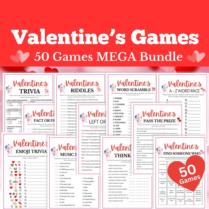 Valentines Games - Etsy