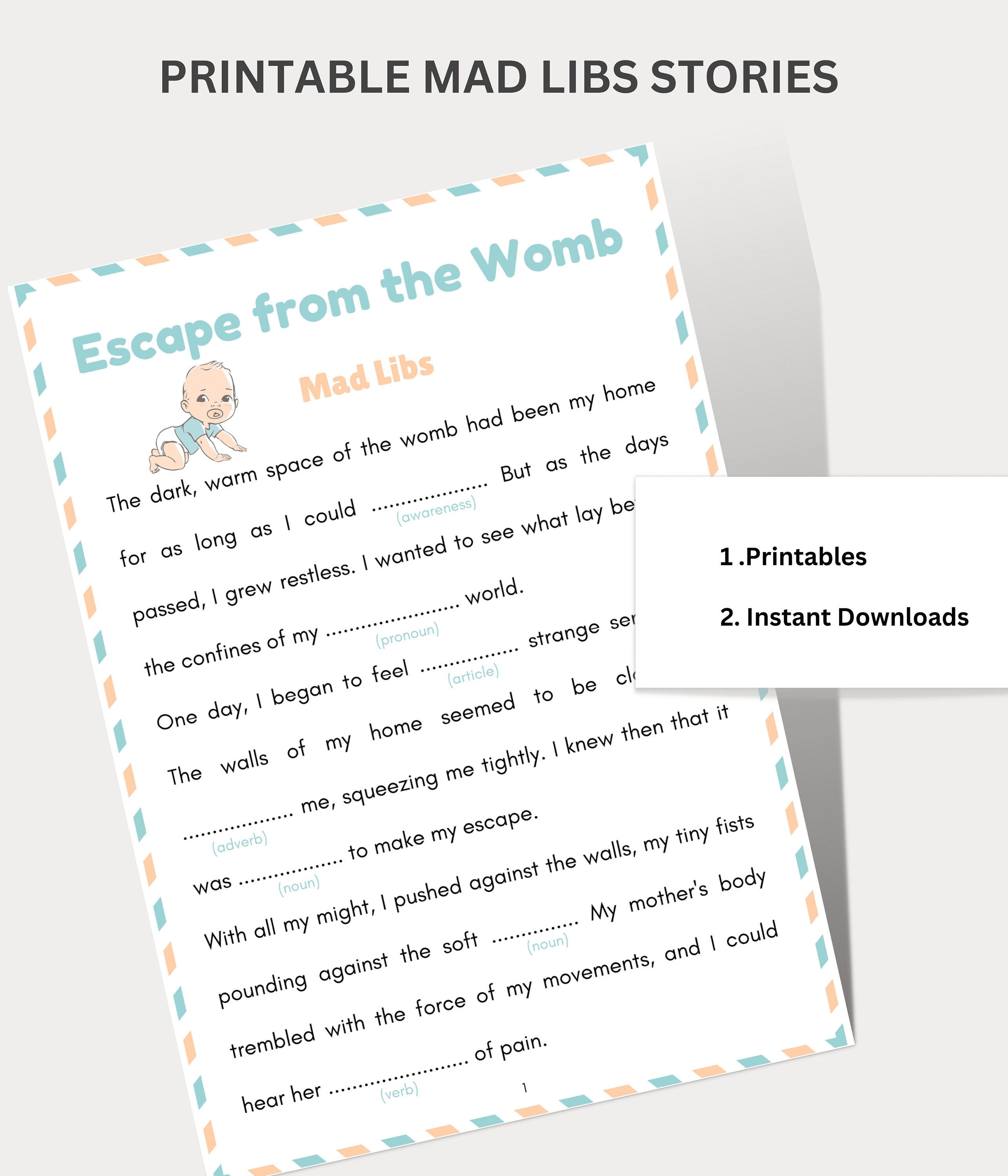 Baby Shower Games, Madlibs, Gender Reveal Games, Baby Shower Party ...
