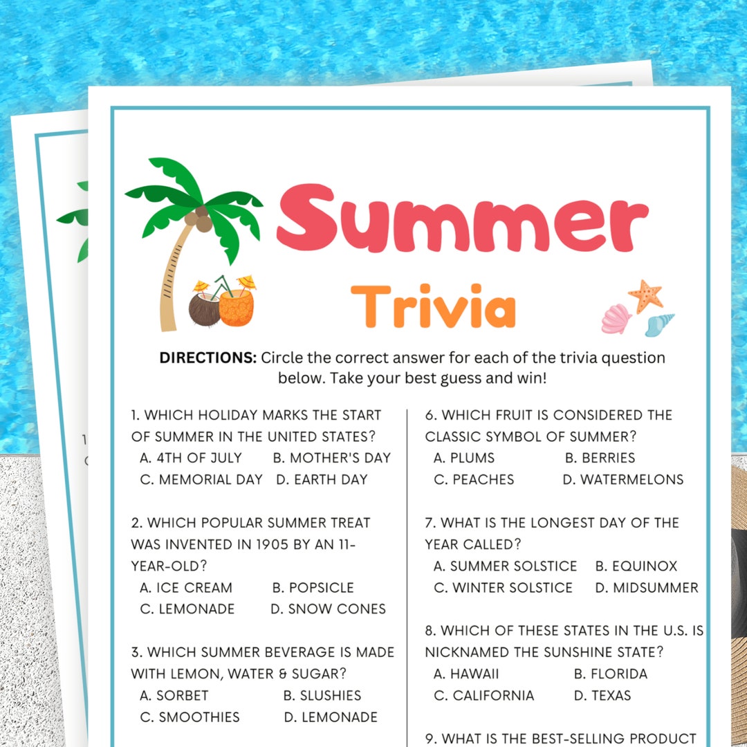 Summer Trivia, Summer Games, Summer Party Games for Kids, Summer ...