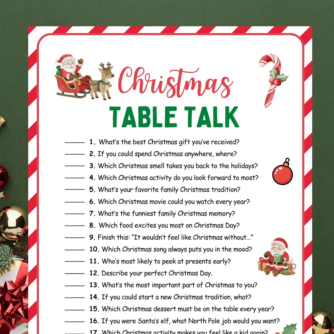 Christmas Table Talk, Holiday Conversation Starters, Fun Xmas Games ...