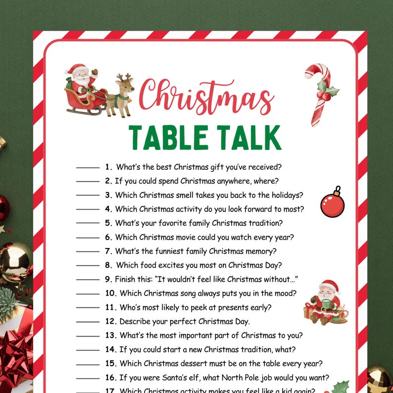 Christmas Table Talk, Holiday Conversation Starters, Fun Xmas Games ...