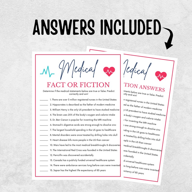 Medical Games, Fact or Fiction, Medical Party Games, Medical Trivia ...