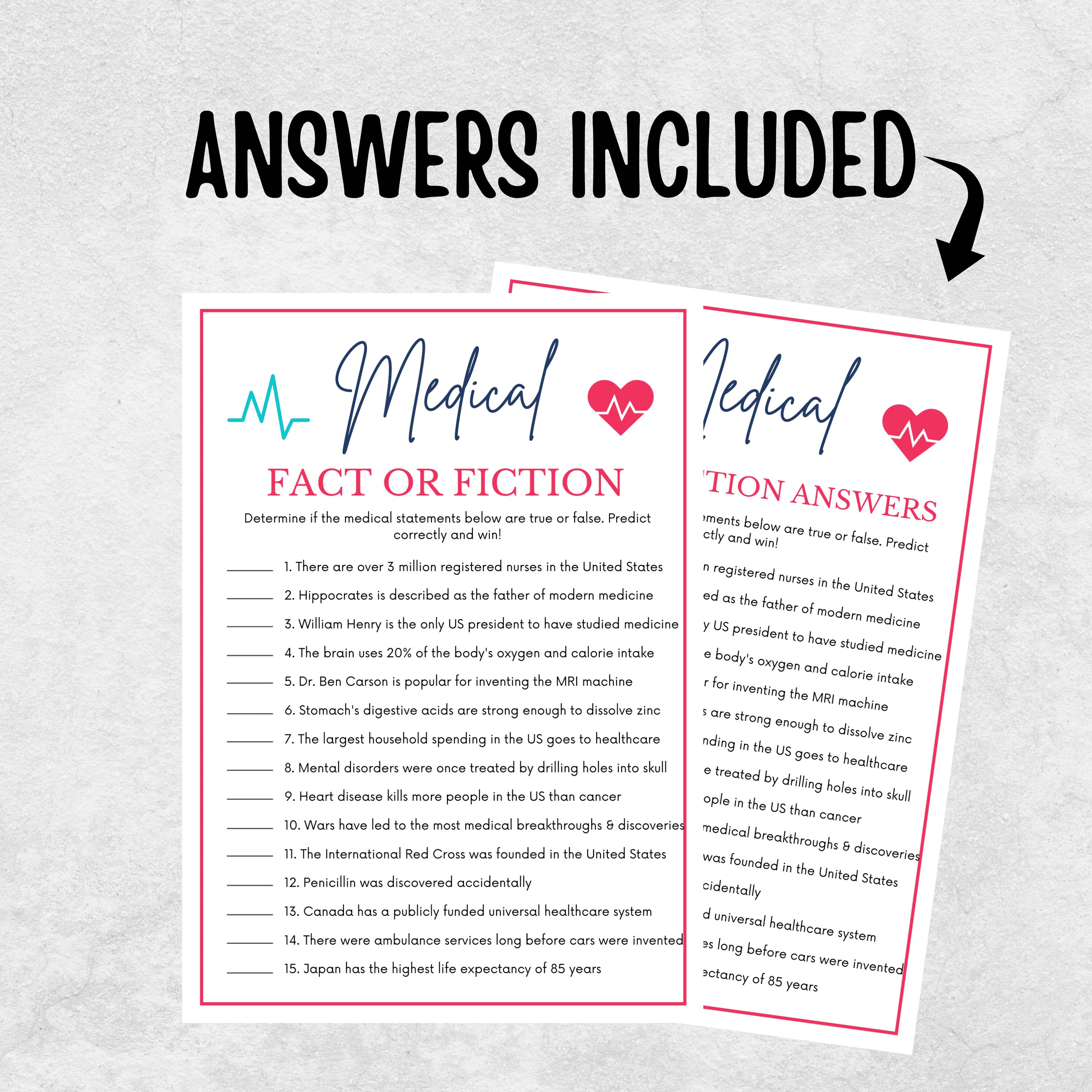 Medical Games, Fact or Fiction, Medical Party Games, Medical Trivia ...