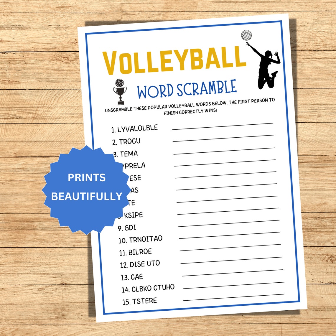 Volleyball Games, Word Scramble, Volleyball Party Games, Volleyball ...