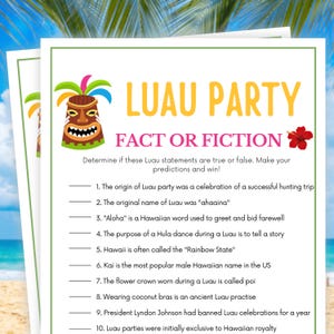 Luau Trivia, Fact or Fiction, Luau Party Games, Aloha Party Games ...