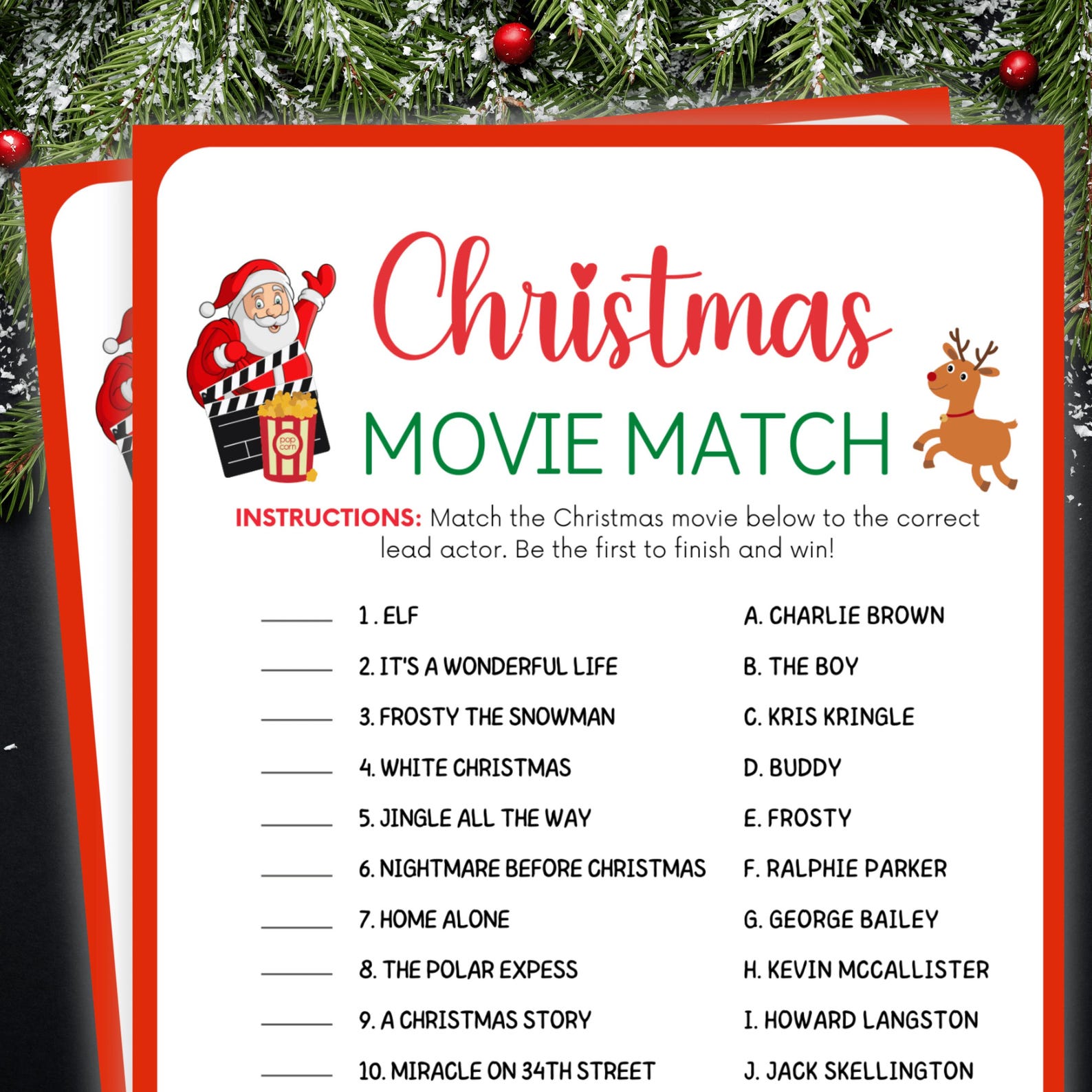Christmas Trivia, Christmas Movie Match, Christmas Games for Kids and ...