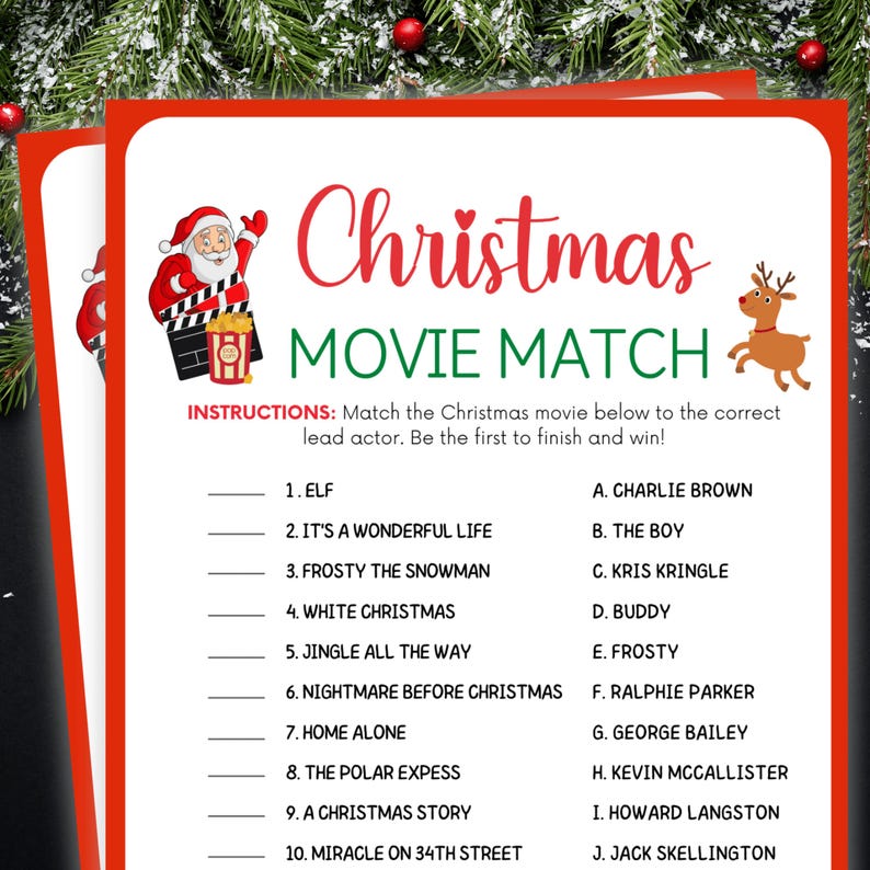 Christmas Trivia, Christmas Movie Match, Christmas Games for Kids and ...
