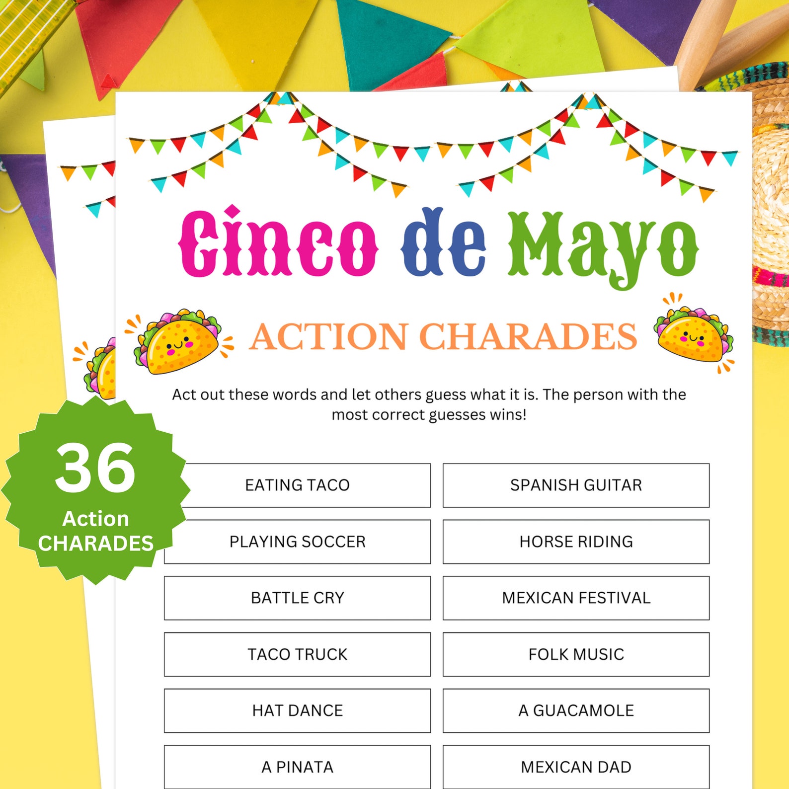 Cinco De Mayo Action Charades, Classroom Games, Cinco De Mayo Games ...