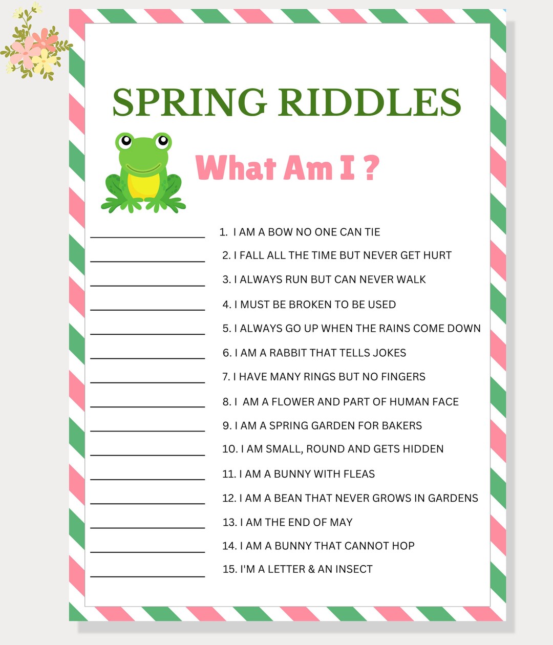 Spring Riddles, What Am I Riddles, Riddles for Kids, Easter Riddles ...