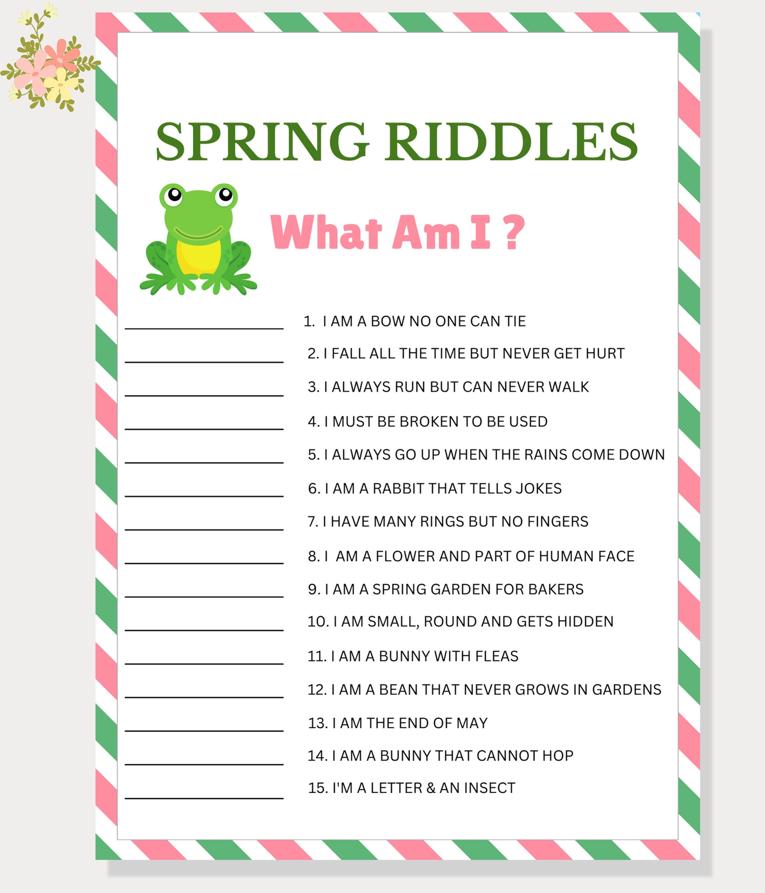Spring Riddles, What Am I Riddles, Riddles for Kids, Easter Riddles ...