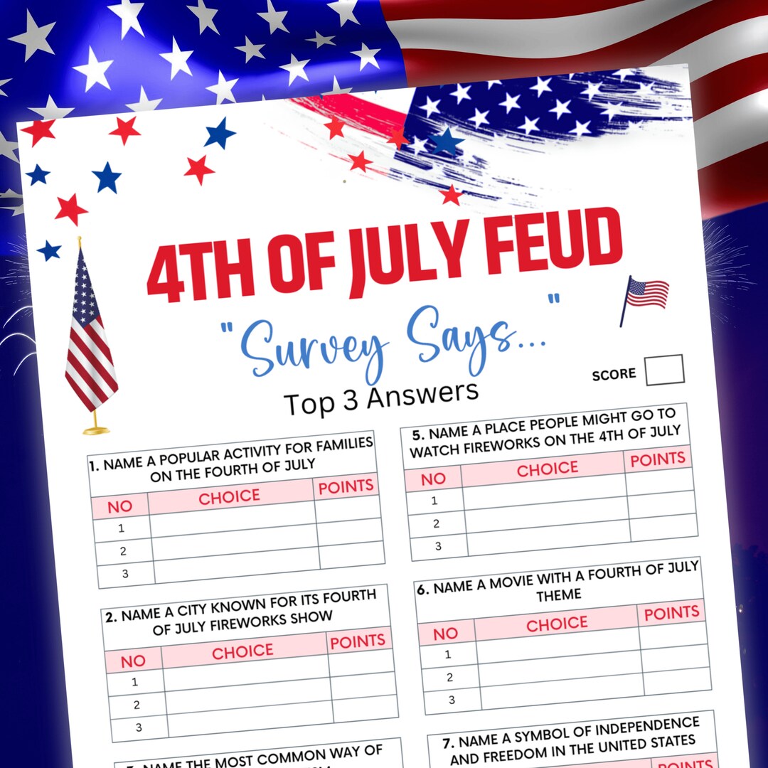 4th of July Games, Friendly Feud, Independence Day, Patriotic Games ...