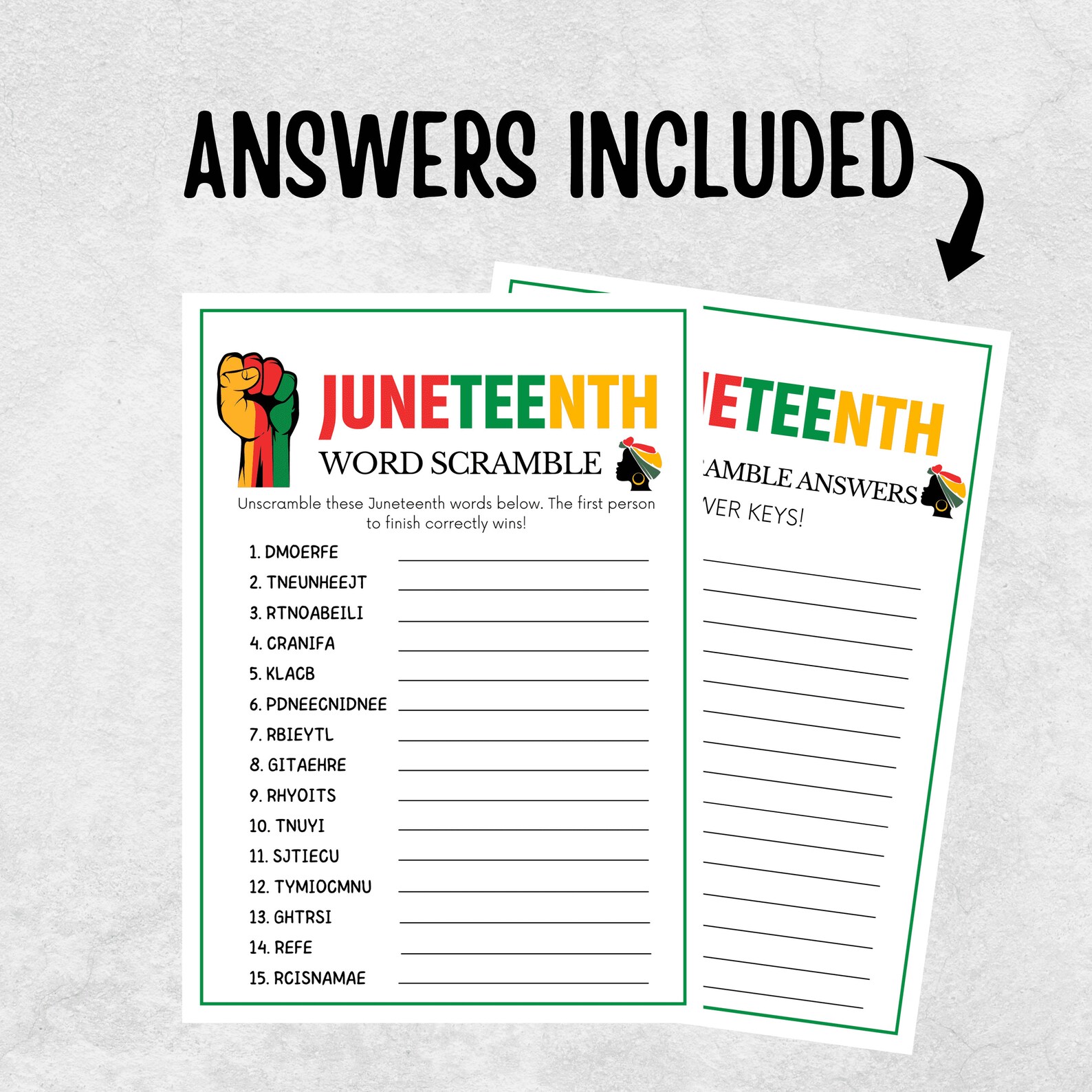 Juneteenth Games, Word Scramble, Juneteenth Party Games, Black History ...