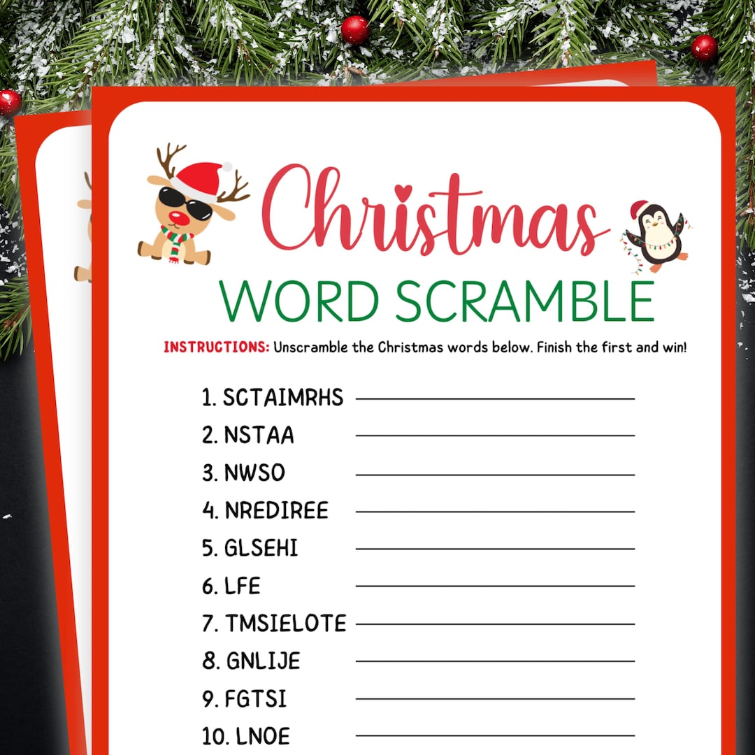 Christmas Games, Word Scramble, Printable Christmas Party Games for ...