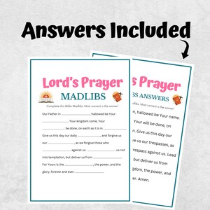 Bible Games, the Lord's Prayer Madlibs, Bible Games for Kids and Adults ...