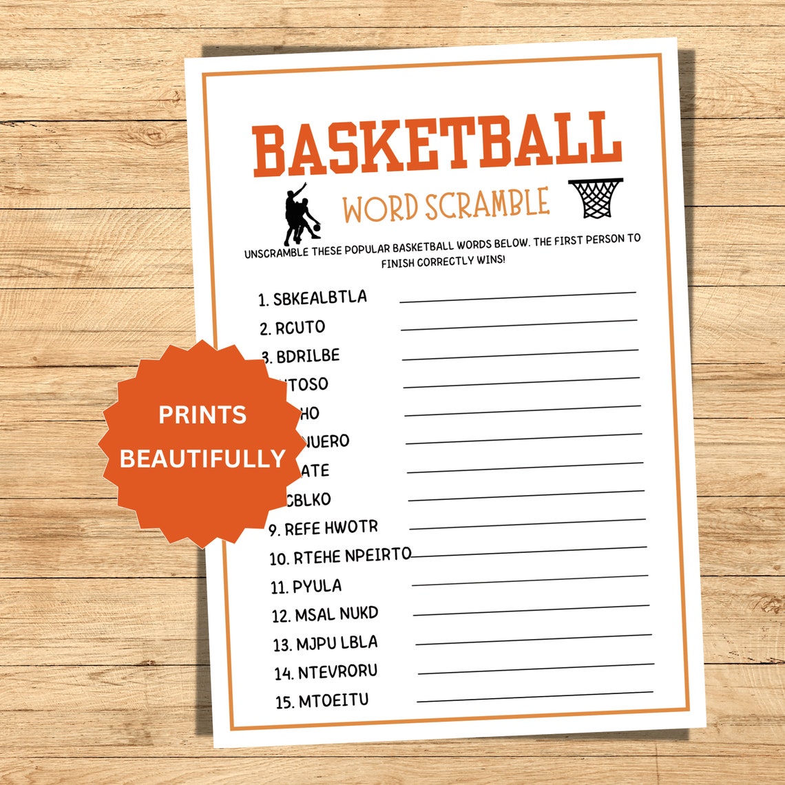 Basketball Games, Basketball Word Scramble, Basketball Party Games ...