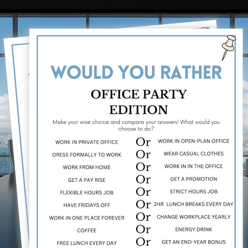 Office Party Games, Would You Rather, Office Games, Office Birthday ...
