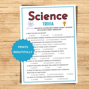 Science Trivia, Science Games for Kids, Science Party Games, Science ...