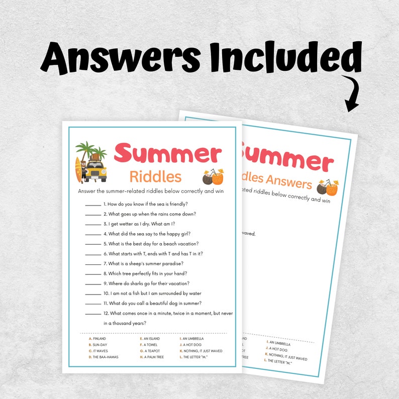 Summer Games, Riddles, Summer Party Games, Summertime Games, Birthday ...