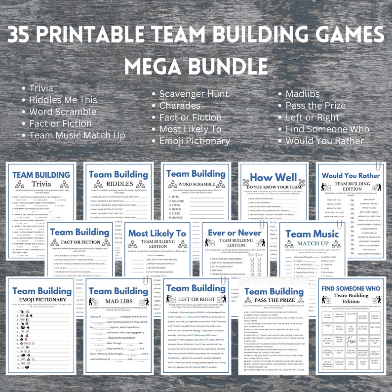Team Building Games Bundle, 35 Game Super Bundle, Team Building Party ...