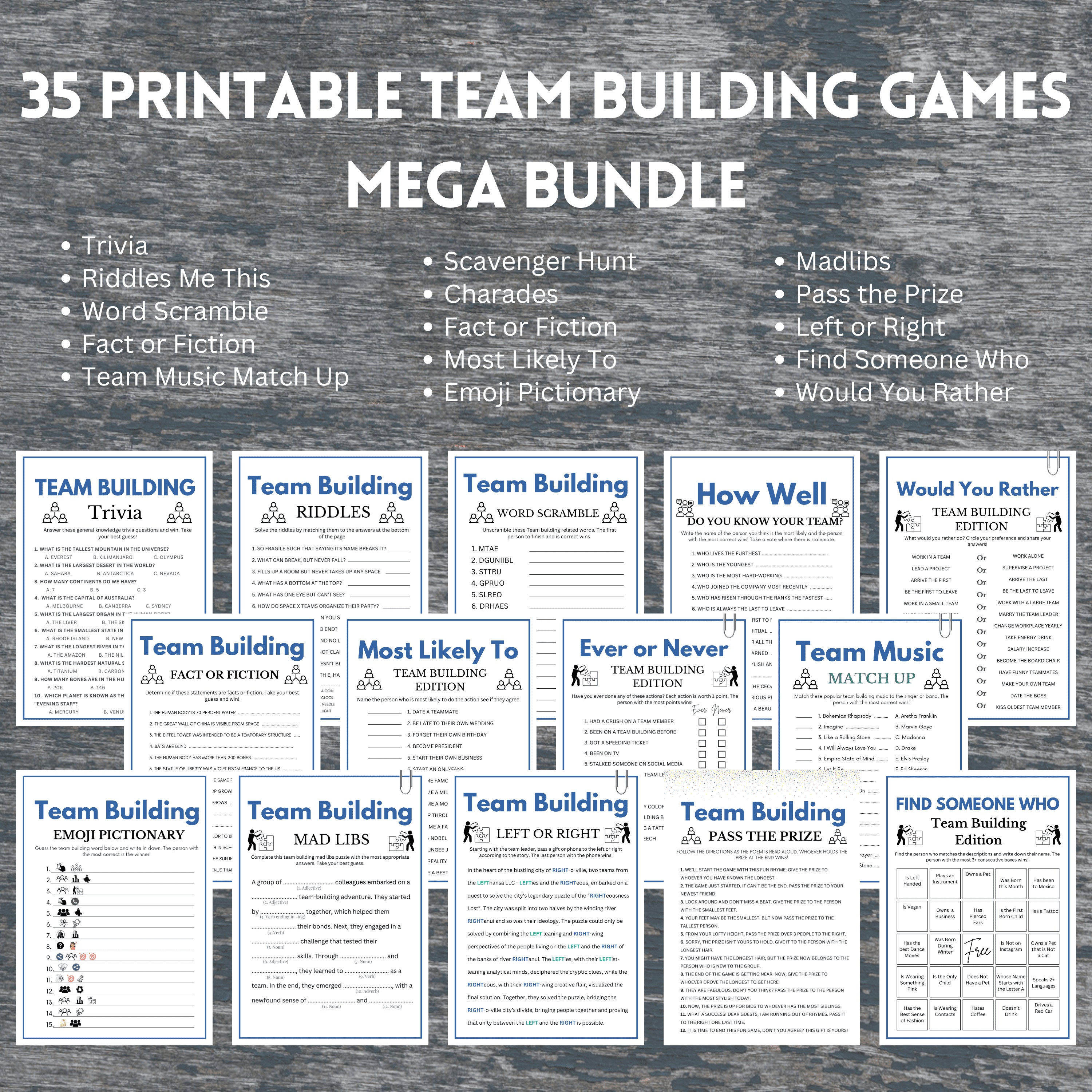 Team Building Games Bundle, 35 Game MEGA Bundle, Party Games for ...