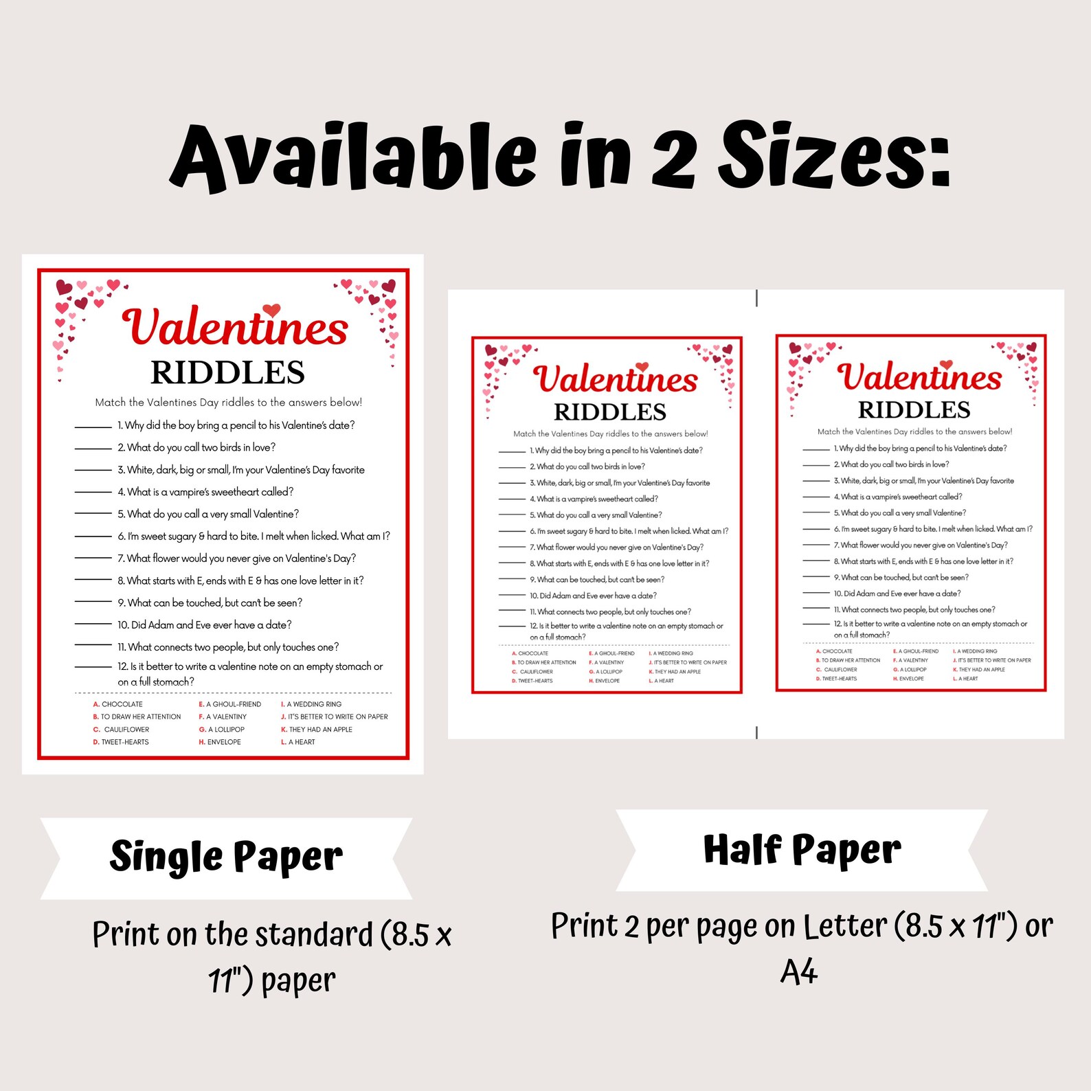 Valentines Day Riddles Game, Fun Valentines Day Games, Printable ...