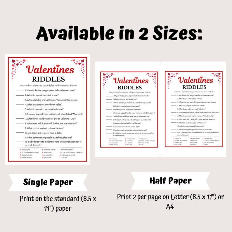 Valentines Day Riddles Game, Fun Valentines Day Games, Printable ...