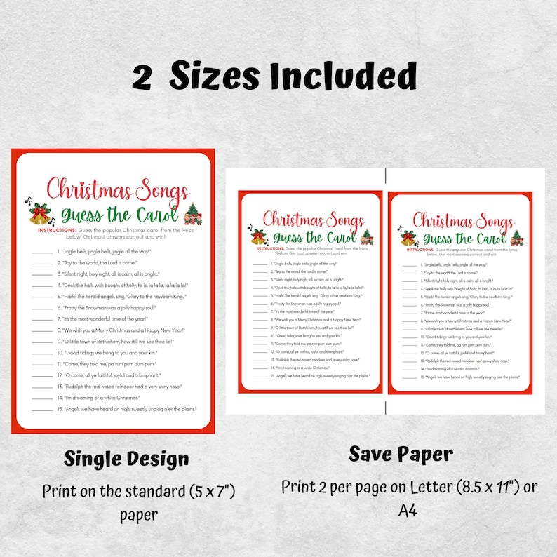 Christmas Carol Trivia, Christmas Games, Guess the Carol, Printable ...