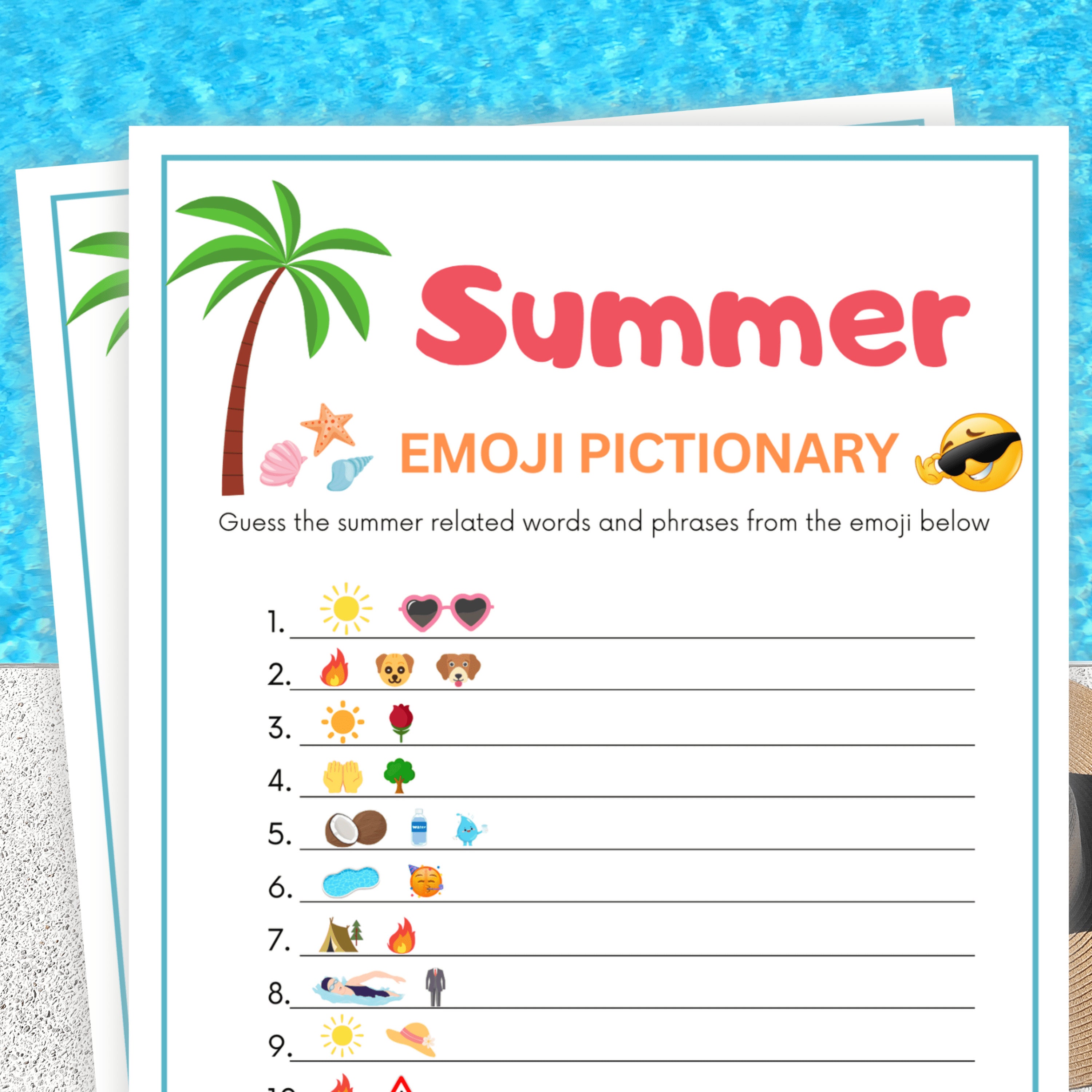Summer Emoji Pictionary, Summer Games, Summer Games for Kids, Summer ...