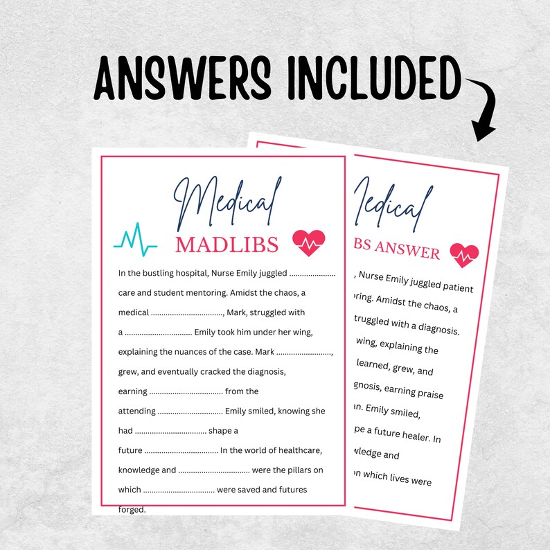 Medical Games, Madlibs, Medical Party Games, Nurse Games, Nurse Party ...