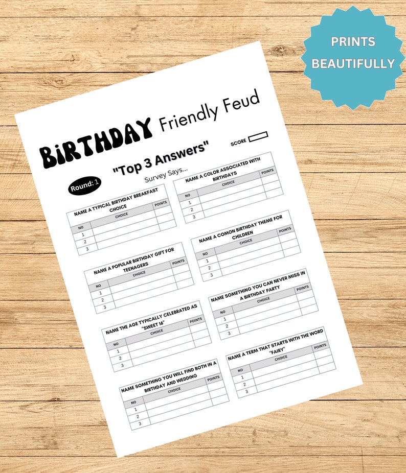 Birthday Feud, Birthday Friendly Feud, Birthday Family Feud, Birthday ...