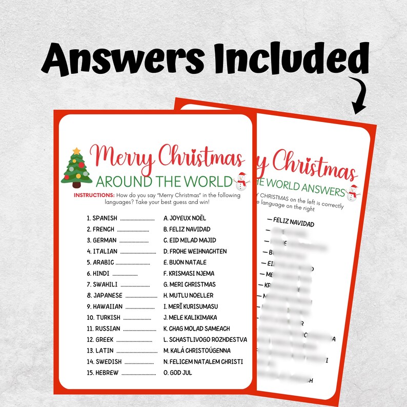 Christmas Games, Merry Christmas Around the World, Printable Christmas ...