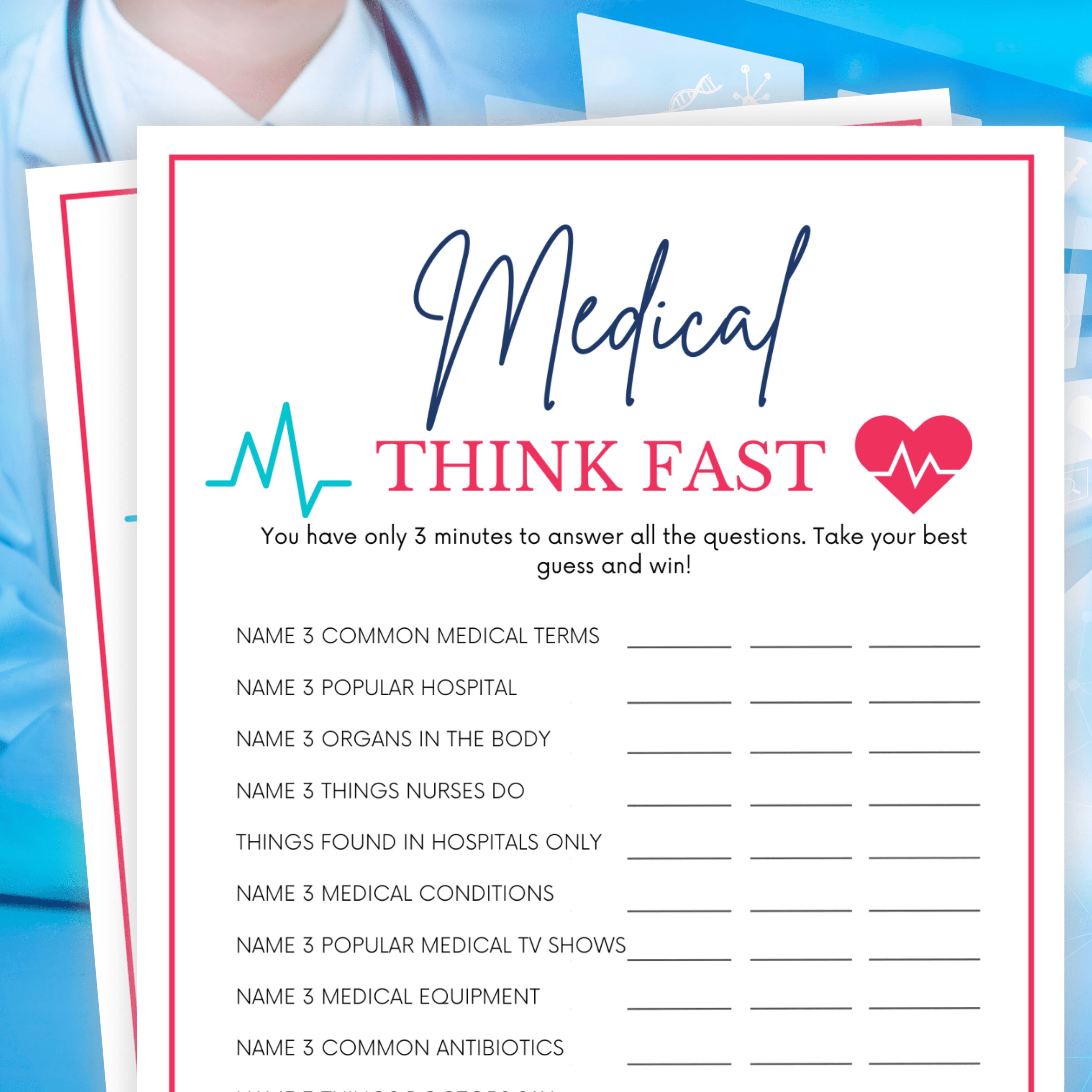 Medical Games, Think Fast, Trivia, Top 3 Answers, Medical Party Games ...
