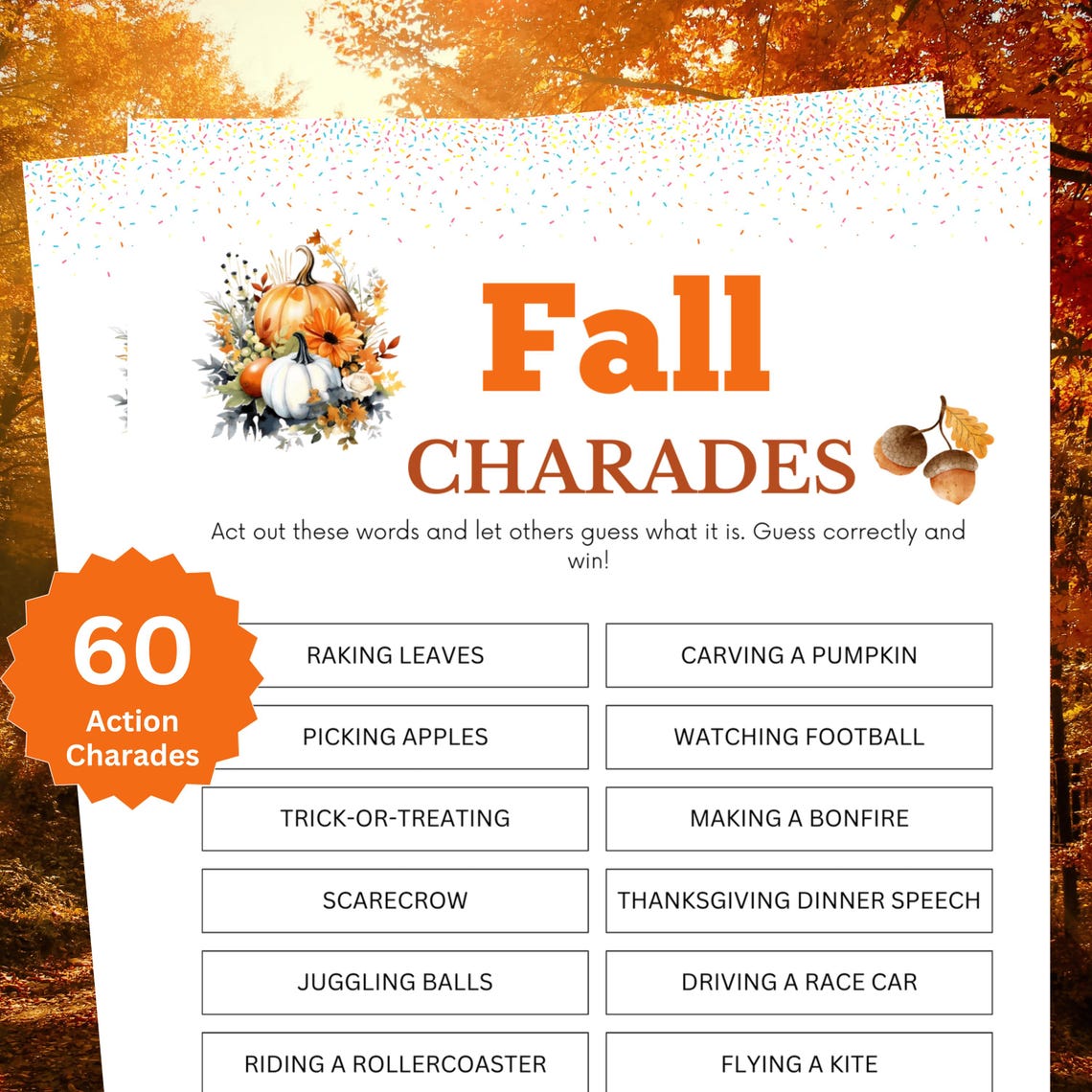 Fall Games, Charades, Fall Games for Kids, Fall Games for Adults ...