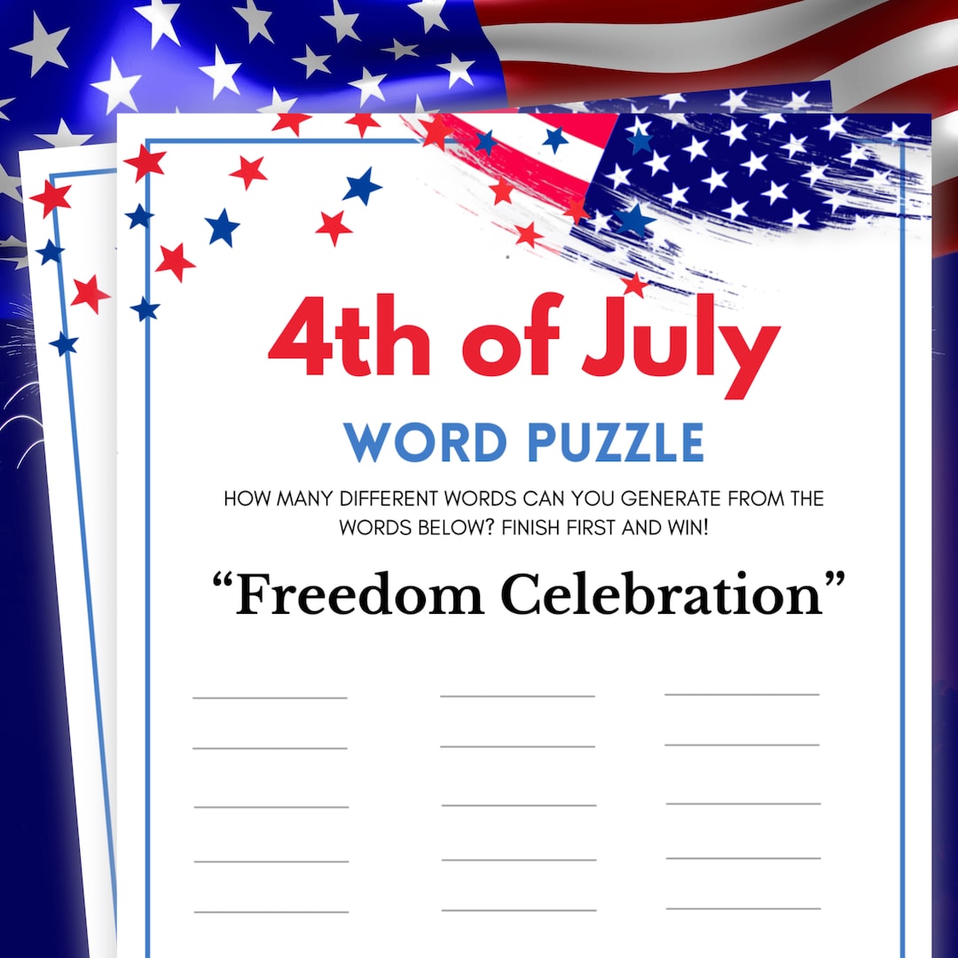 4th of July Games, Word Puzzle, 4th of July Party Games, Patriotic ...