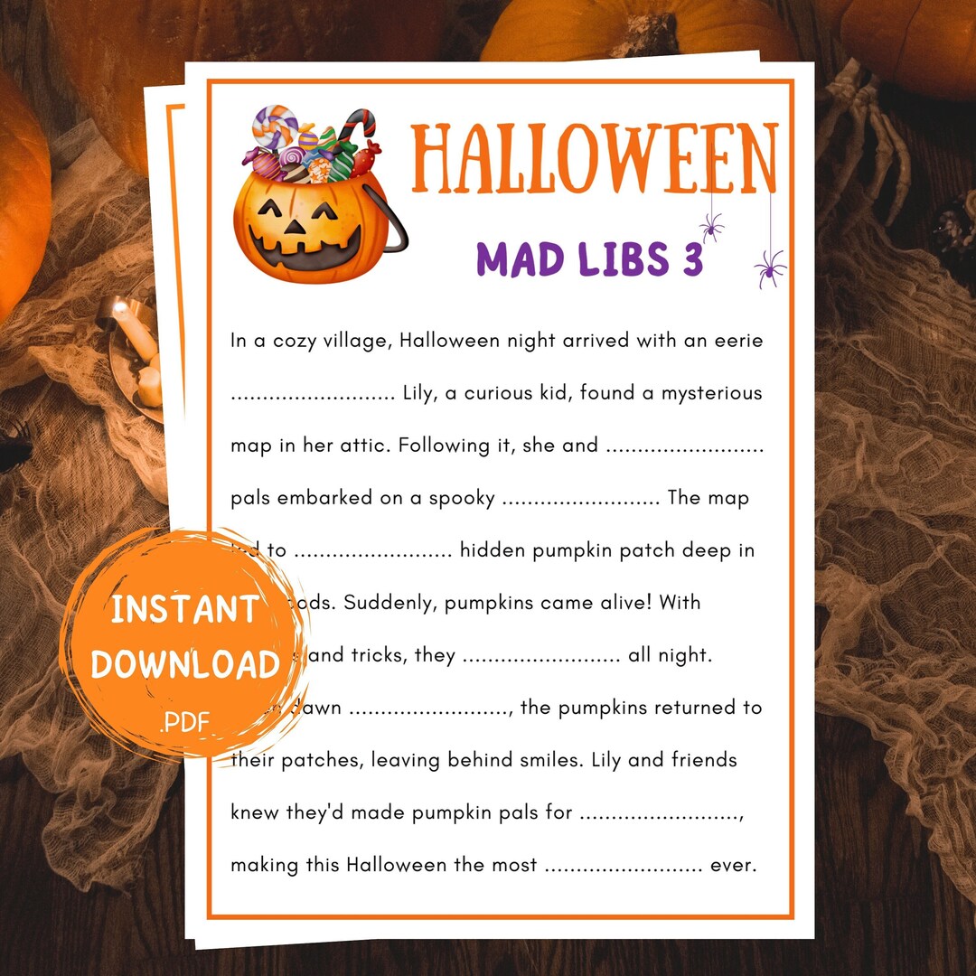 Halloween Mad Libs 3, Halloween Games, Mad Libs for Kids and Adults ...